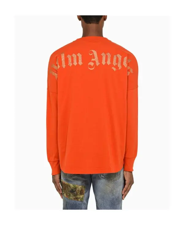 Palm Angels Glitter Logo Oversized Long-sleeve T-shirt