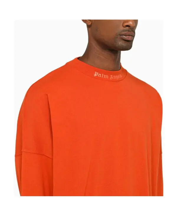 Palm Angels Glitter Logo Oversized Long-sleeve T-shirt