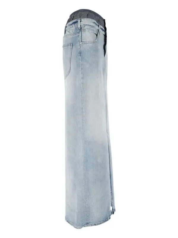 MAISON MARGIELA Denim Maxi Skirt With Slit Front - Light Blue