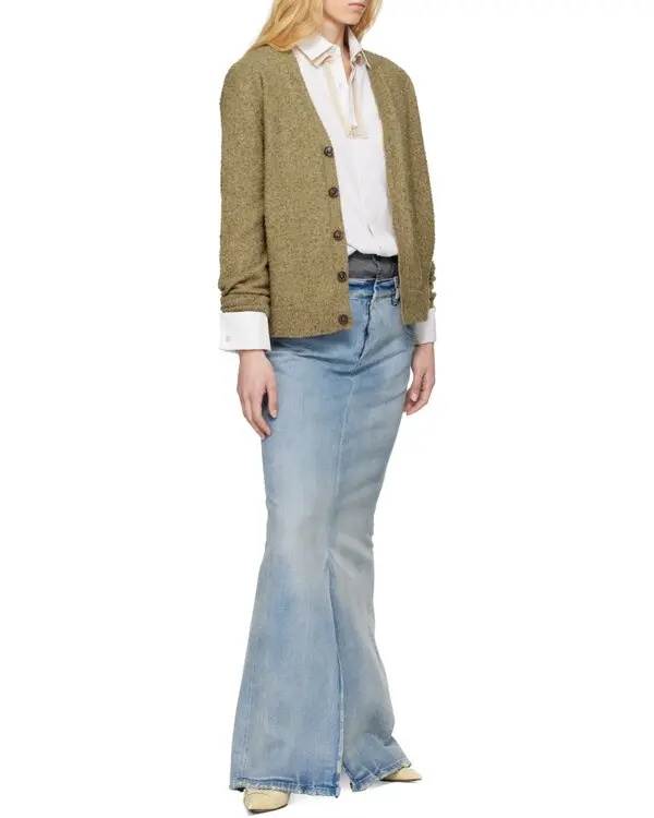 MAISON MARGIELA Denim Maxi Skirt With Slit Front - Light Blue