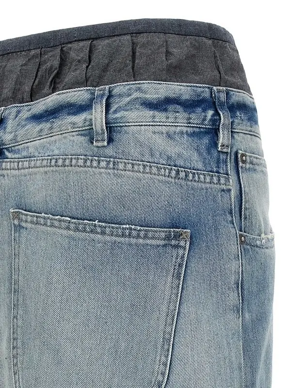 MAISON MARGIELA Denim Maxi Skirt With Slit Front - Light Blue
