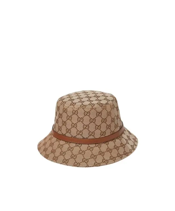Gucci Logo Plaque Monogrammed Bucket Hat - Beige And Dark Brown