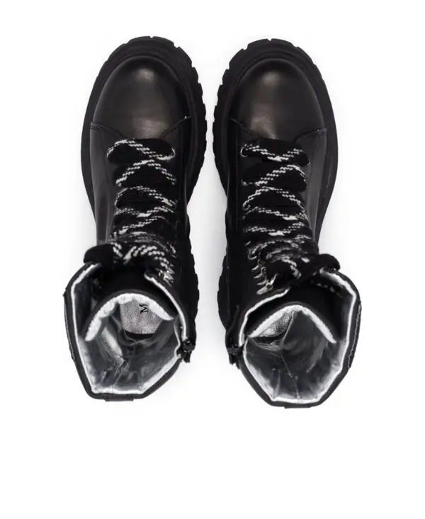 Monnalisa Lace-up Leather Ankle Boots