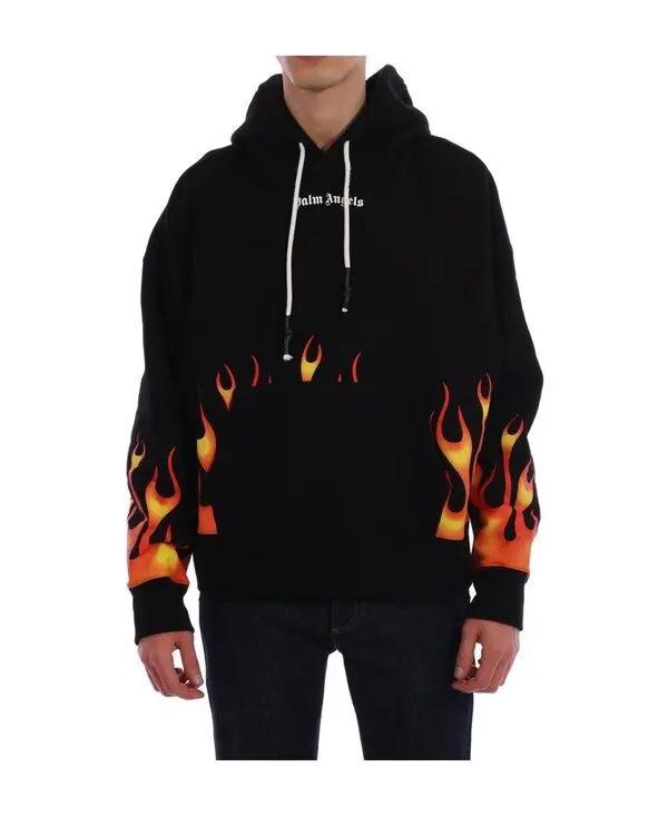 Palm Angels Flame Pattern Hooded Sweater