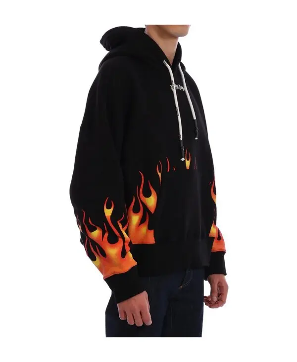 Palm Angels Flame Pattern Hooded Sweater