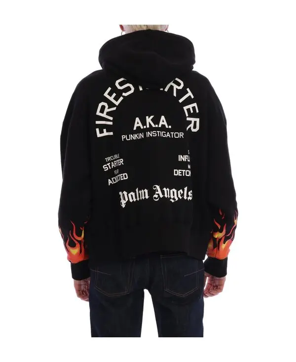 Palm Angels Flame Pattern Hooded Sweater