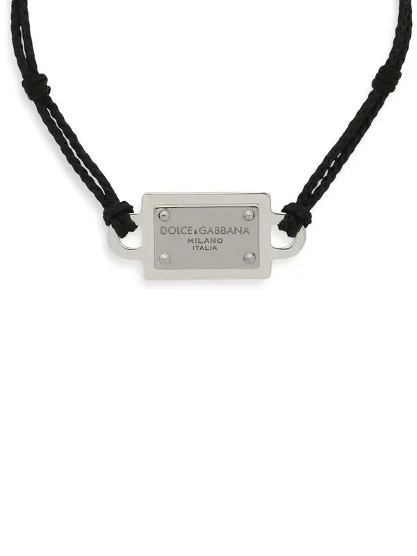 Dolce & Gabbana Logo Plaque Adjustable Rope Bracelet
