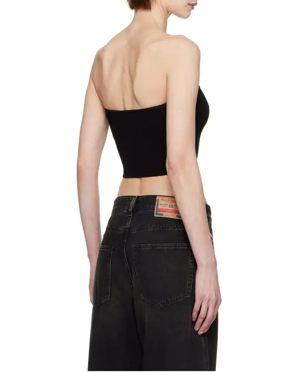 DIESEL® Ribbed Tube Top With Logo Plaque - Black