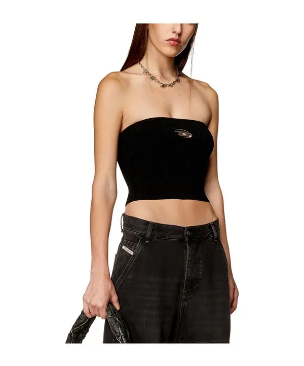 DIESEL® Ribbed Tube Top With Logo Plaque - No