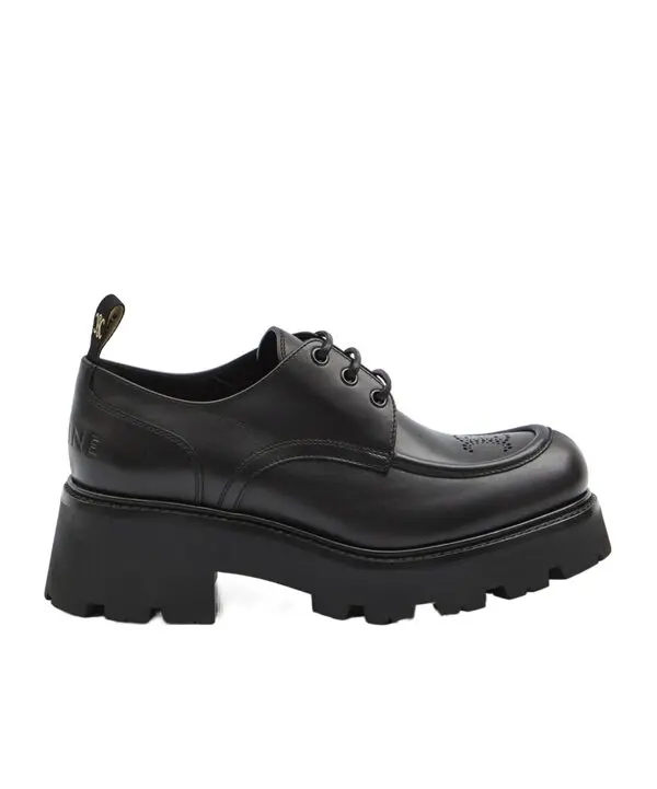 Celine Triomphe Derby Shoes In Shiny Bull