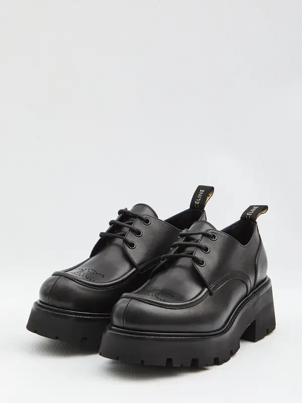 Celine Triomphe Derby Shoes In Shiny Bull