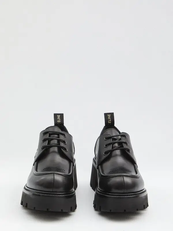 Celine Triomphe Derby Shoes In Shiny Bull