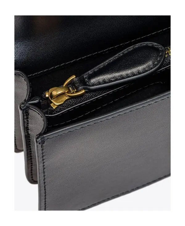 Pinko Love Leather Crossbody Bag - Black