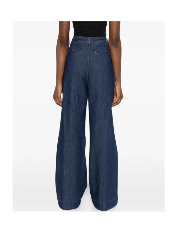 7 For All Mankind Pleated Wide Leg Jeans - Blue