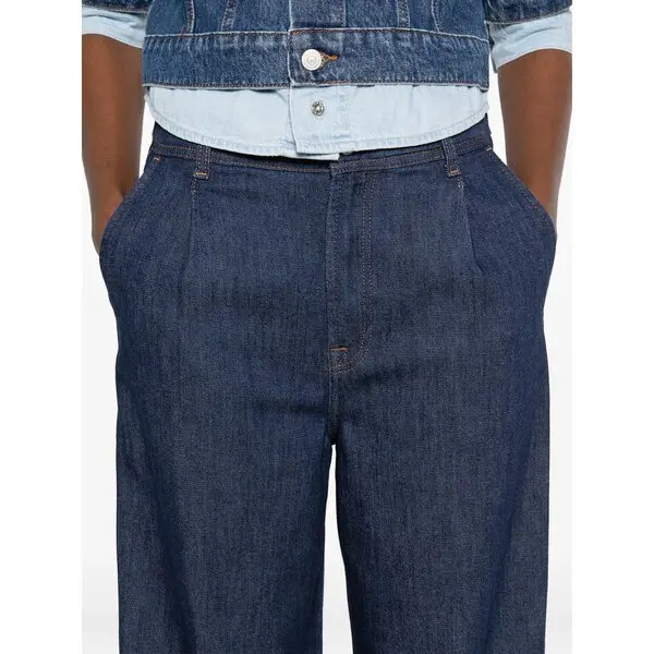 7 For All Mankind Pleated Wide Leg Jeans - Blue