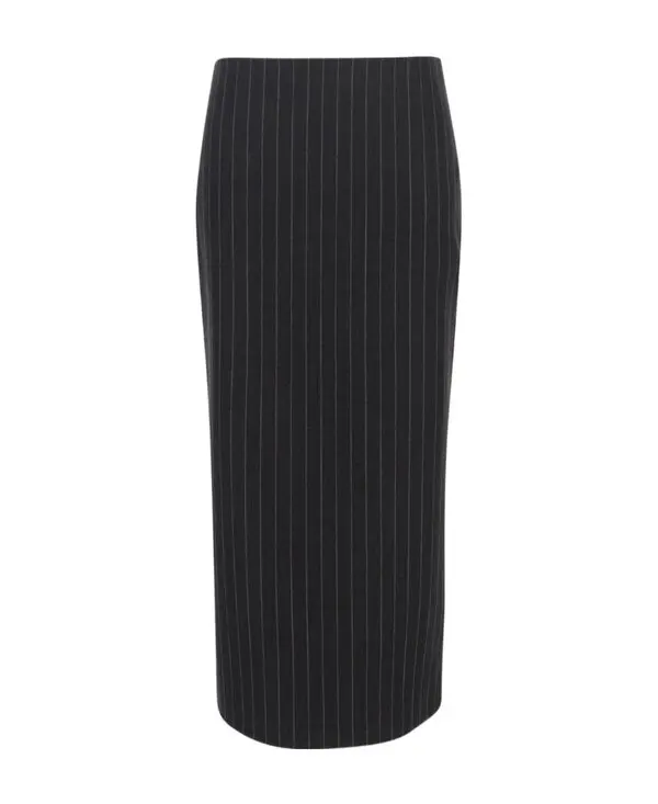 Versace Pinstripe High Waist Midi Skirt - Black