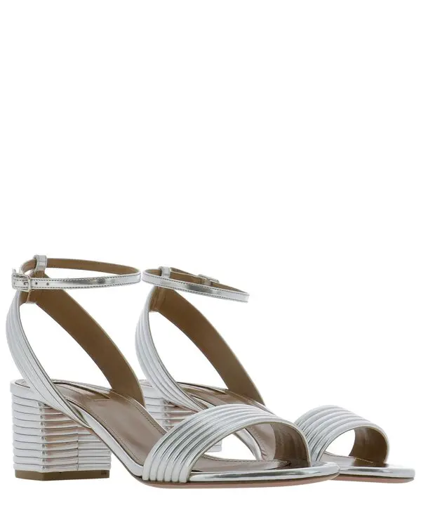 AQUAZZURA Sundance Metallic Sandals - White