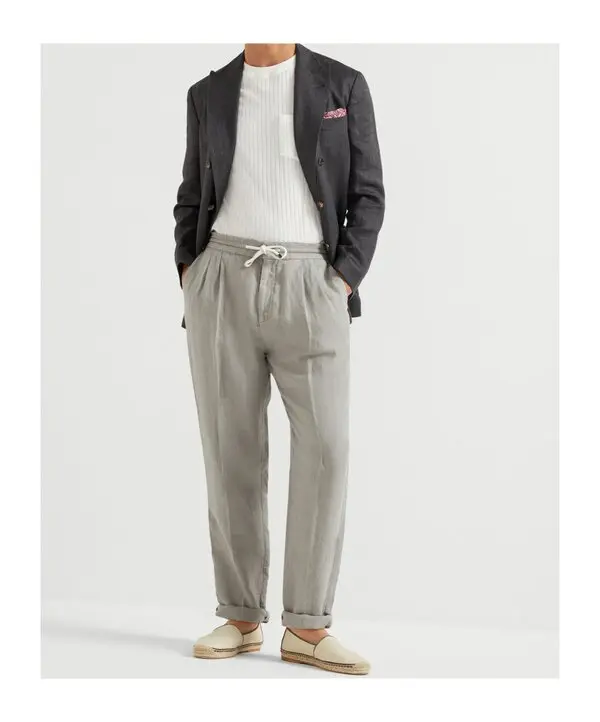 Brunello Cucinelli Elasticated Waistband Drawstring Pants - Grey