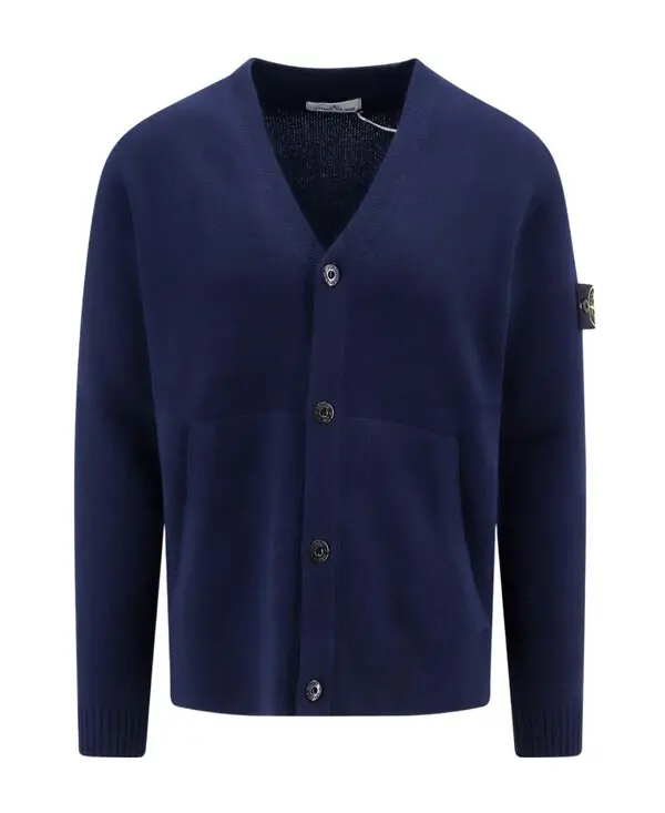 Stone Island V-neck Long-sleeved Knitted Cardigan