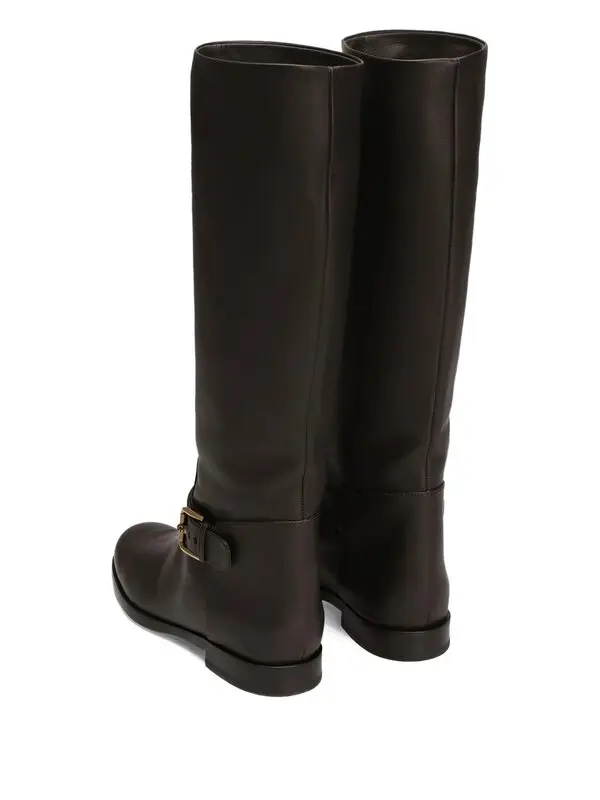 Dolce & Gabbana Buckled Knee-high Boots - Chocolate