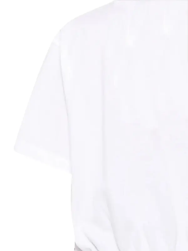 Moncler Short Sleeve Cropped Polo Shirt With Drawstring Hem