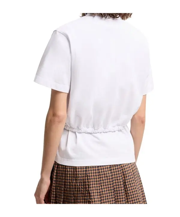 Moncler Short Sleeve Cropped Polo Shirt With Drawstring Hem