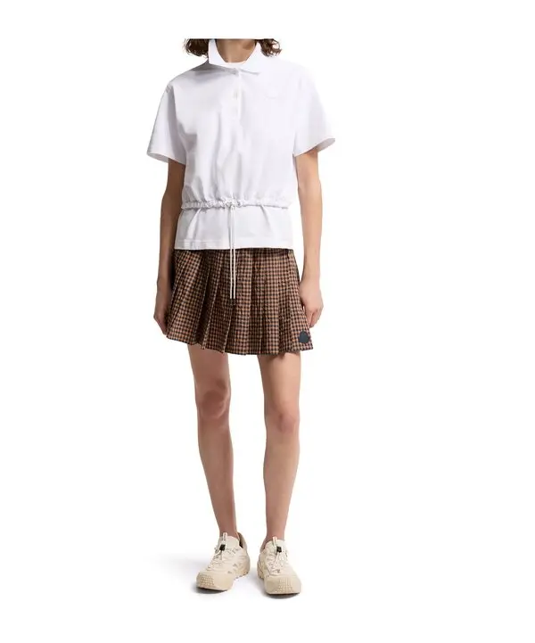 Moncler Short Sleeve Cropped Polo Shirt With Drawstring Hem