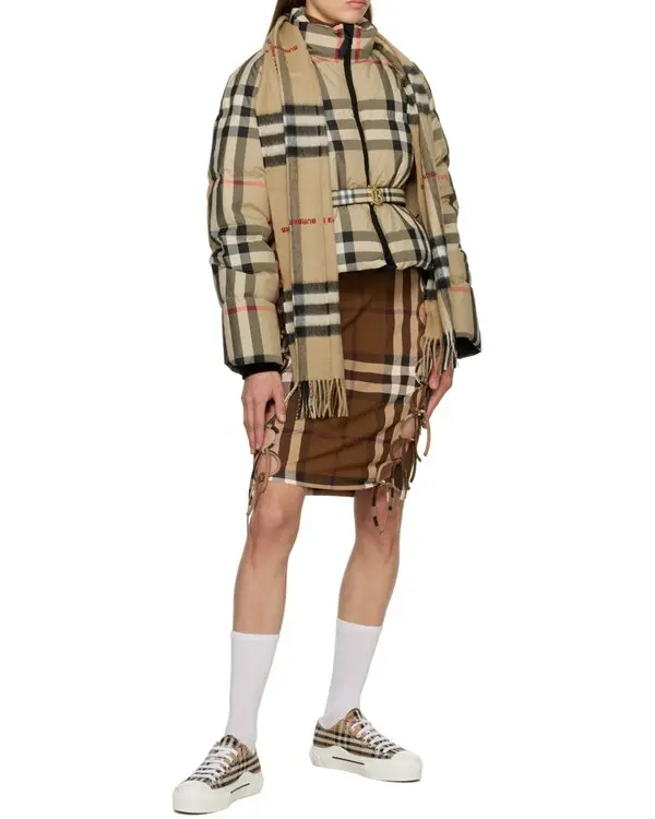 Burberry Checked Lace-up Sneakers - White