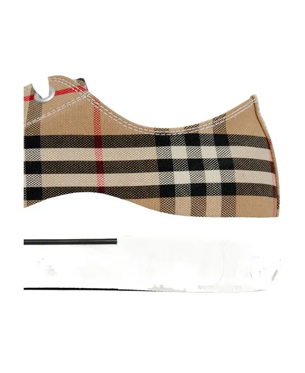 Burberry Checked Lace-up Sneakers - White