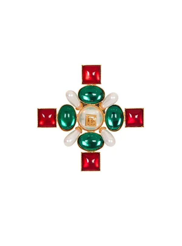 Balmain Baroque Bead And Crystal Brooch - Multicolor