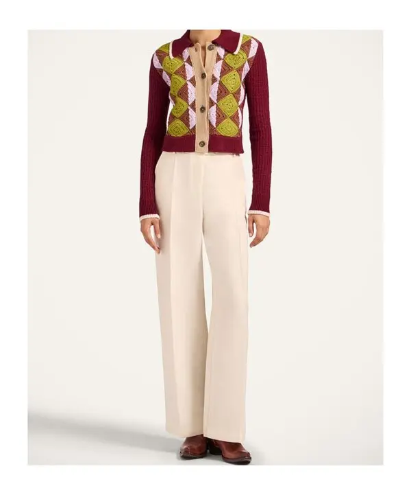 La DoubleJ Crochet-panel Button-fastening Cardigan - Brown