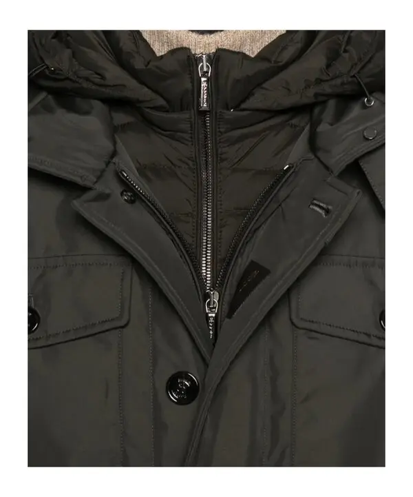MOORER Hooded Jacket With Flap Pockets - Black