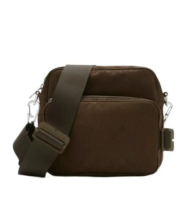 Burberry Checked Jacquard Zipped Shoulder Bag - Military Color