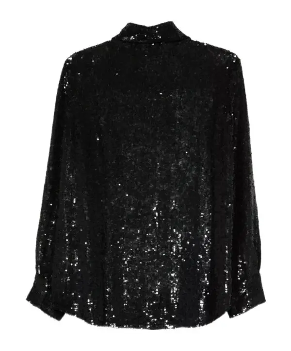 P.a.r.o.s.h Sequined Lapel Collar Shirt - Black