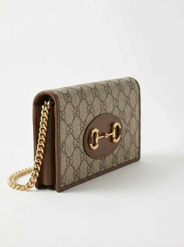 Gucci 1955 Horsebit Chain Strap Wallet - Brown
