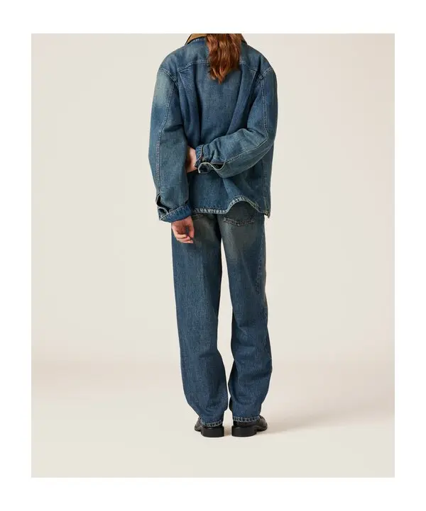 Miu Miu Logo Embroidered High Waist Jeans - Navy