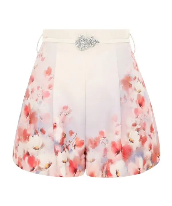 Zimmermann Crush Flat Front Shorts - Scarlet Floral