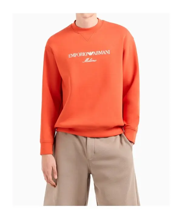 Emporio Armani Double-jersey Sweatshirt With Logo Embroidery