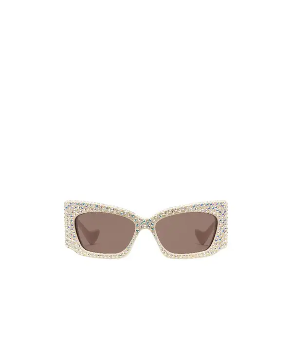 Gucci Embellished Square Frame Sunglasses - Brown