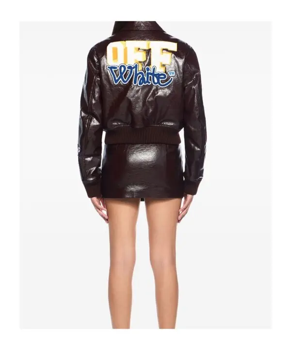 Off-White Crinkled Coated Logo Embroidery Skirt