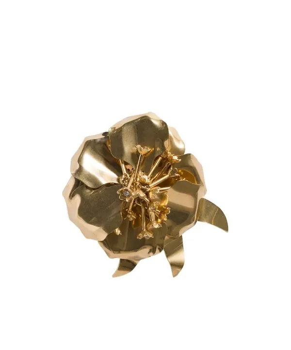 Miu Miu Floral Brooch - Gold/crystal