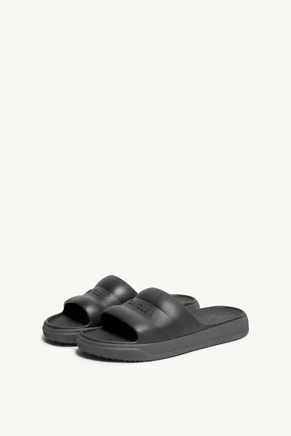 Moncler Altive Logo Detailed Slides - Black