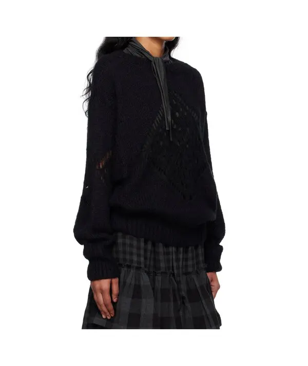 OPEN YY Alpaca Argyle Pointelle Sweater