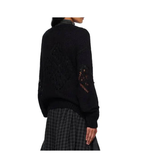 OPEN YY Alpaca Argyle Pointelle Sweater