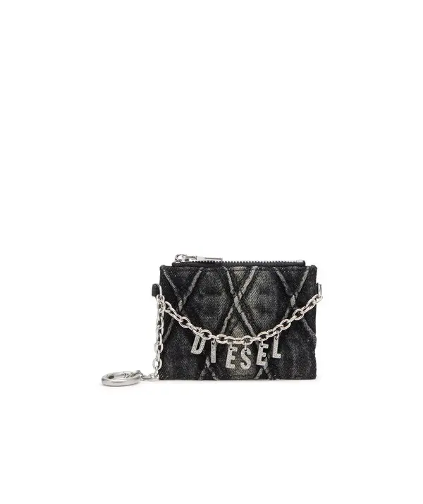 DIESEL® Logo Embellished Chained Card Holder - Black