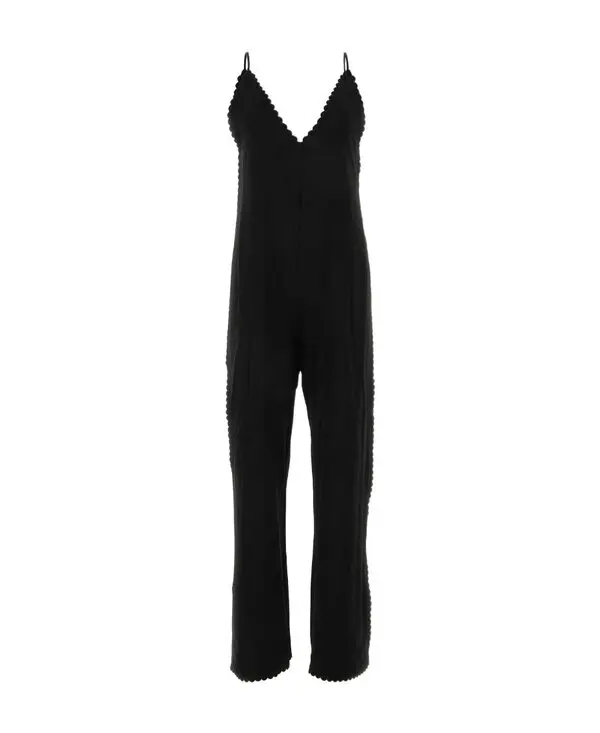 JIL SANDER V-neck Scallop-edge Jumpsuit - Black
