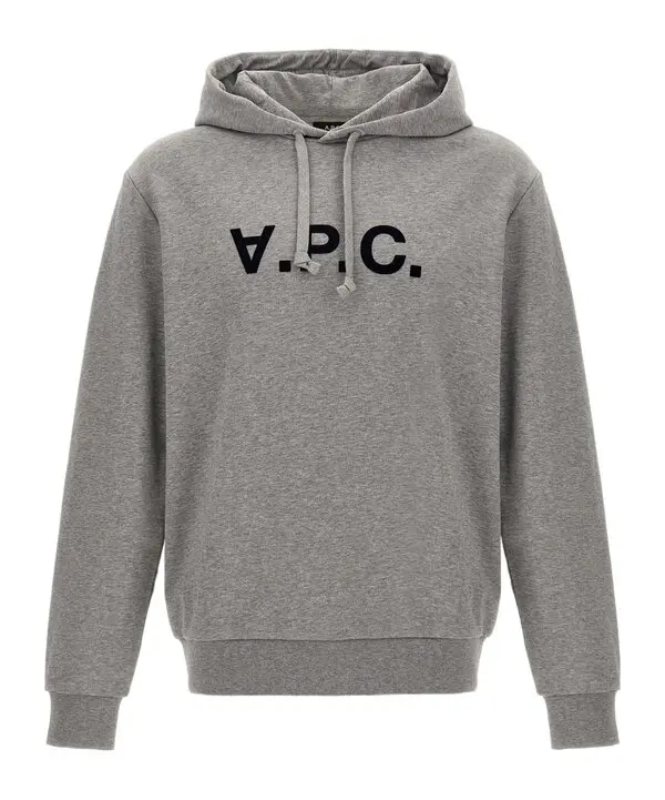 A.p.c. Logo Printed Drawstring Hoodie - Gray