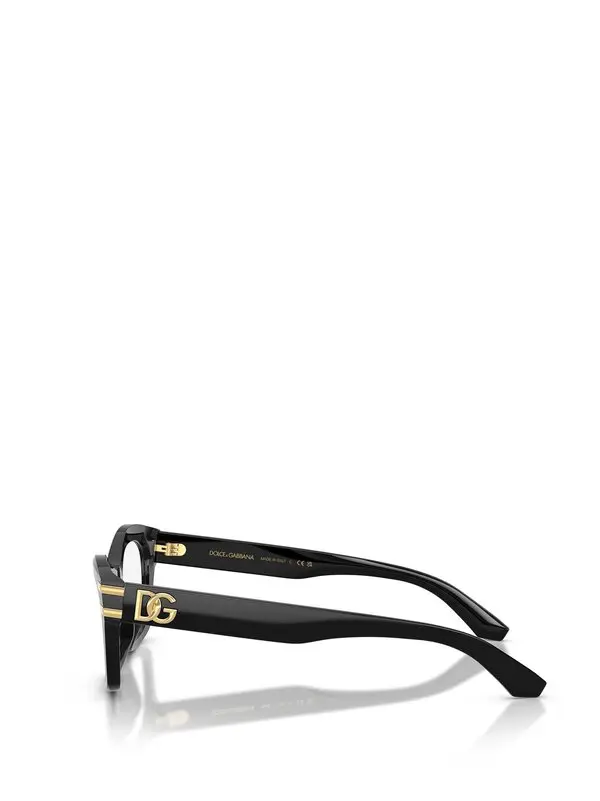 Dolce & Gabbana Dg Logo Plaque Rectangular Eyeglasses - Black