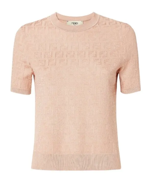 Fendi Micro Ff Ribbed Knit Top - Pink