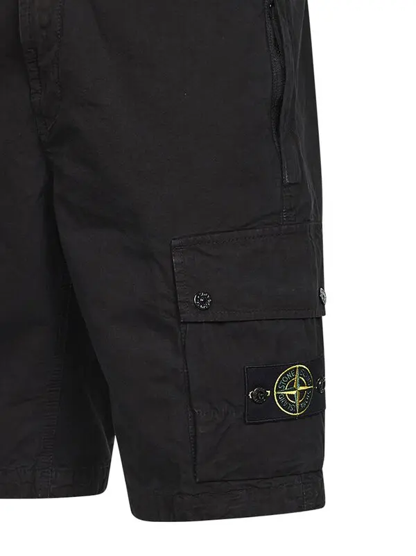 Stone Island Compass Patch Cargo Shorts - Black